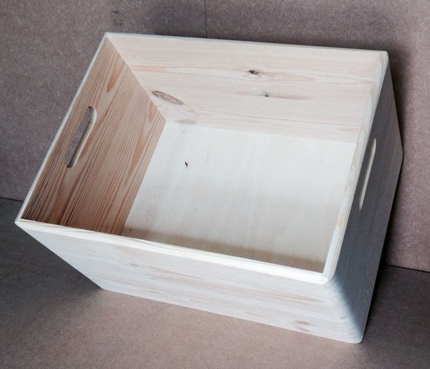 Natural finish open pine wood box 40x30x23cm DD166 storage display parts F